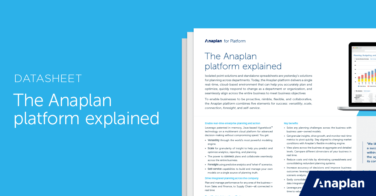 The Anaplan Platform Solutions Brief | Resources | Anaplan